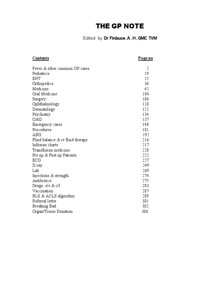 The GP Note 2020 | PDF | Surgical Suture | Cough