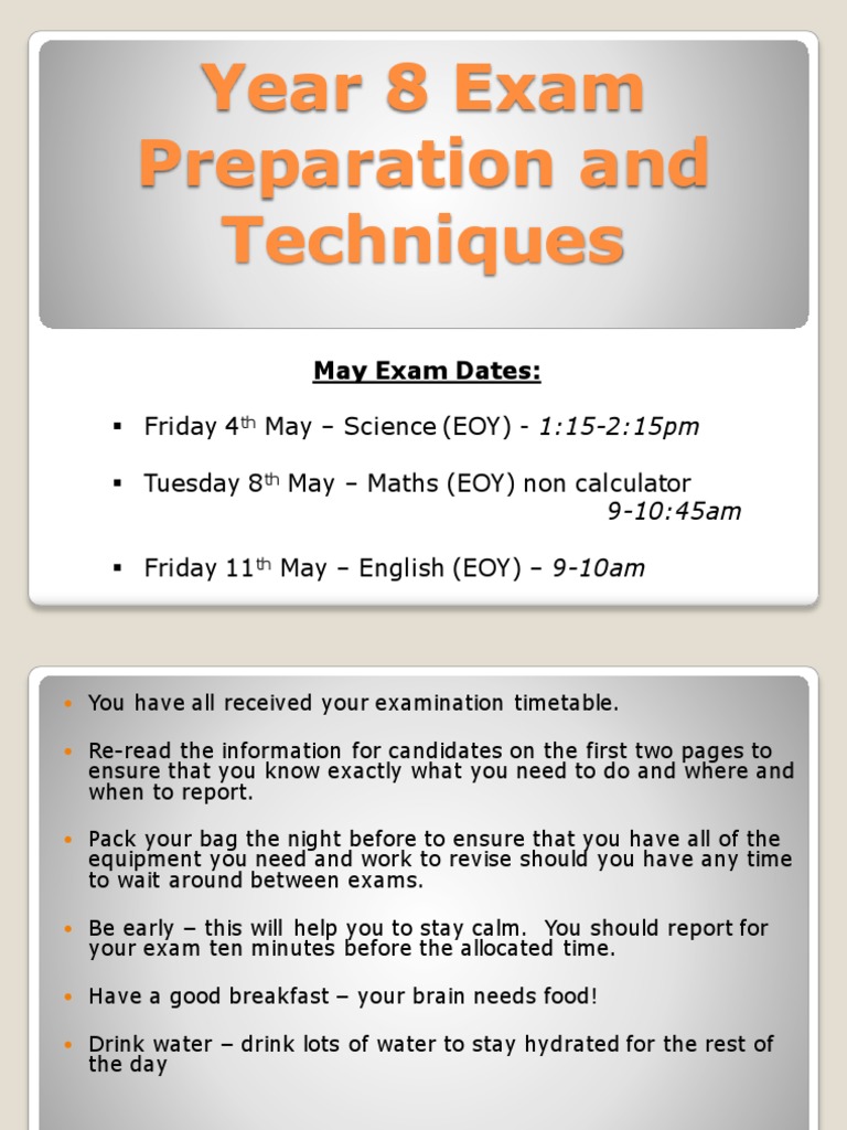 Year 8 Exam Preparation and Techniques | PDF | Test (Assessment ...