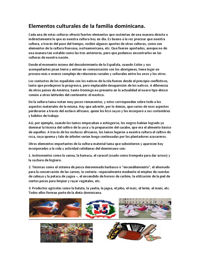 Elementos Culturales de La Familia Dominicana | PDF | Religión y ...