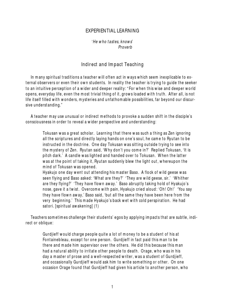 Experiential Learning | PDF | Apprenticeship | Jokes