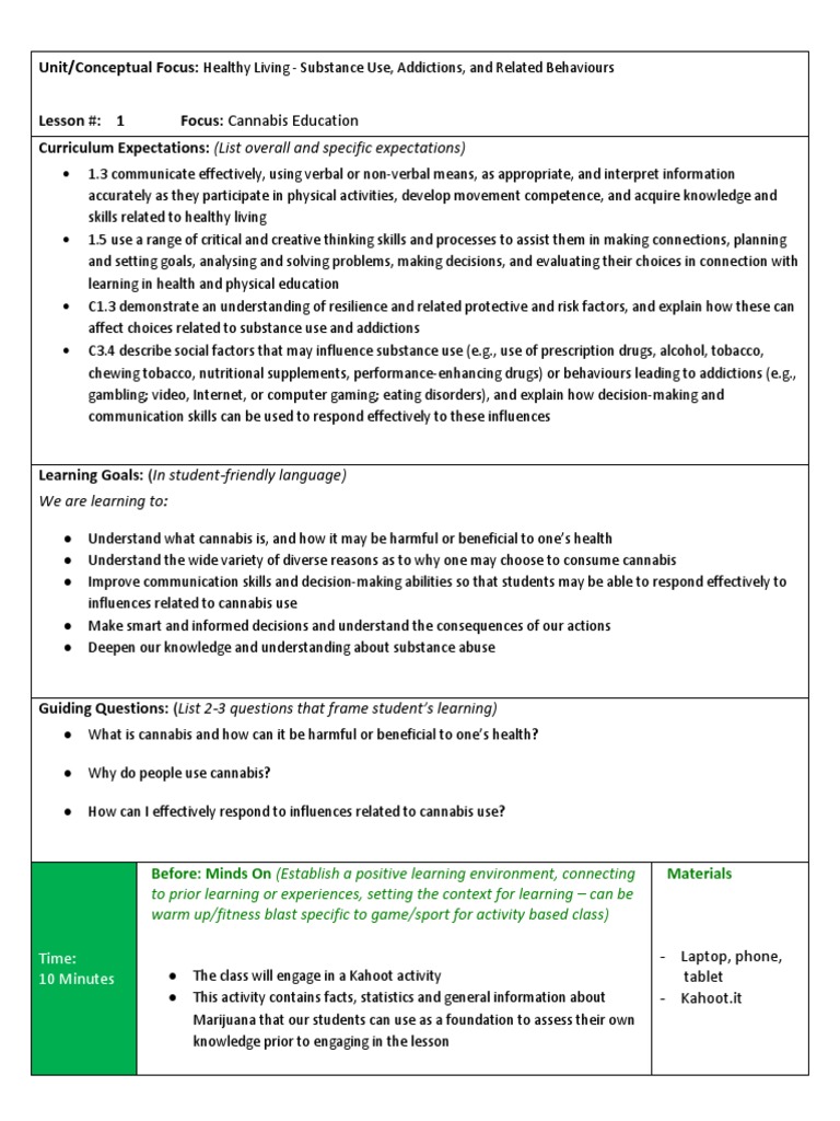 Cannabis Lesson | PDF | Substance Abuse | Cannabis (Drug)