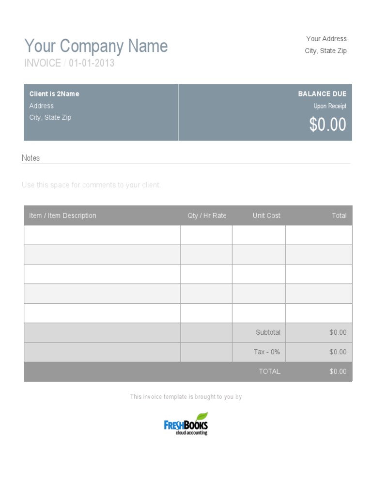 Invoice Template Word Generic | PDF