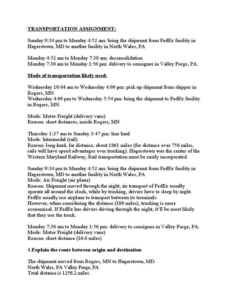 Transportation Assignment:: Western Maryland Railway | PDF