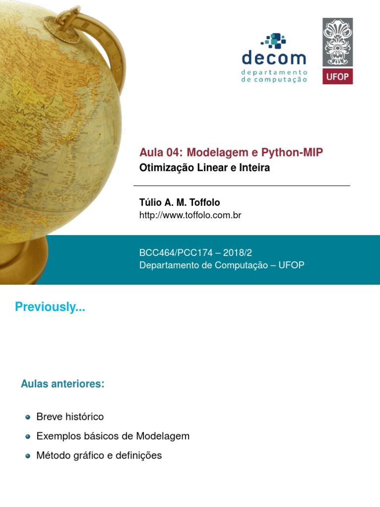 04 Modelagem Python-Mip PDF | PDF | Otimização matemática | Programação ...