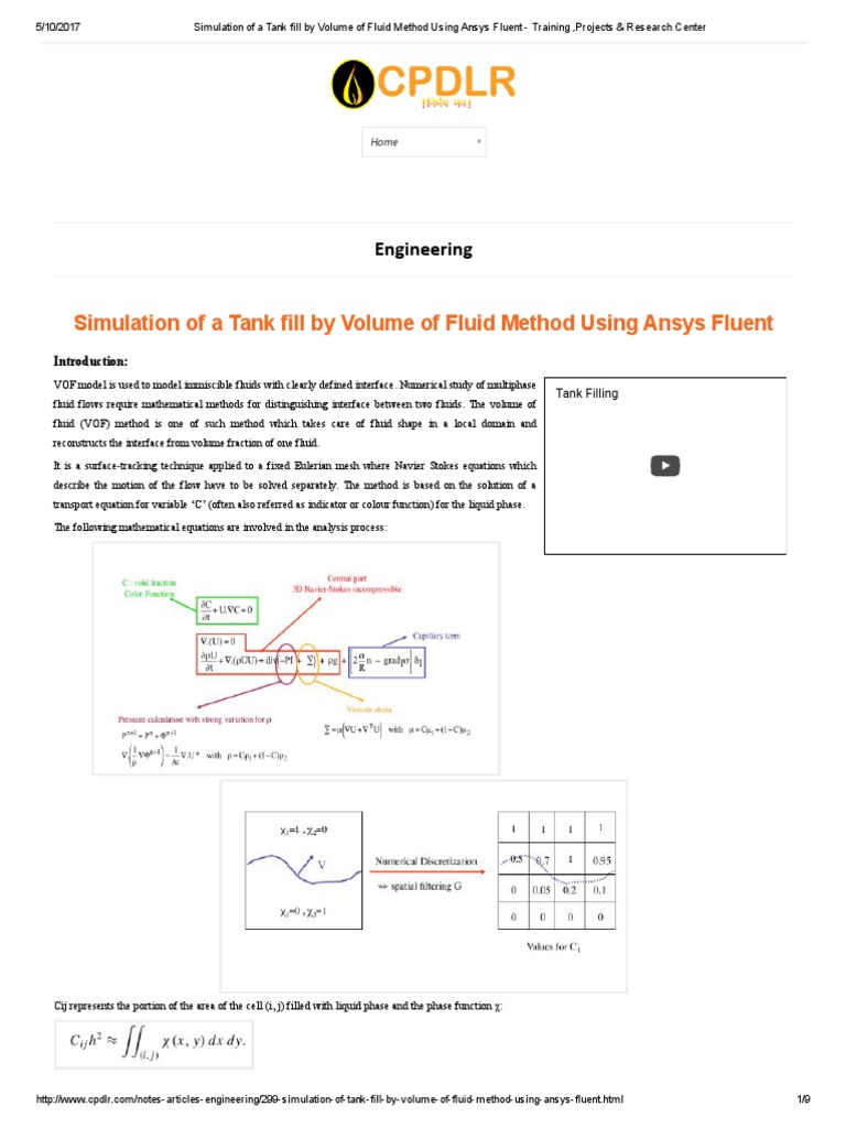 Simulation of A Tank Fill by Volume of Fluid Method Using Ansys Fluent ...