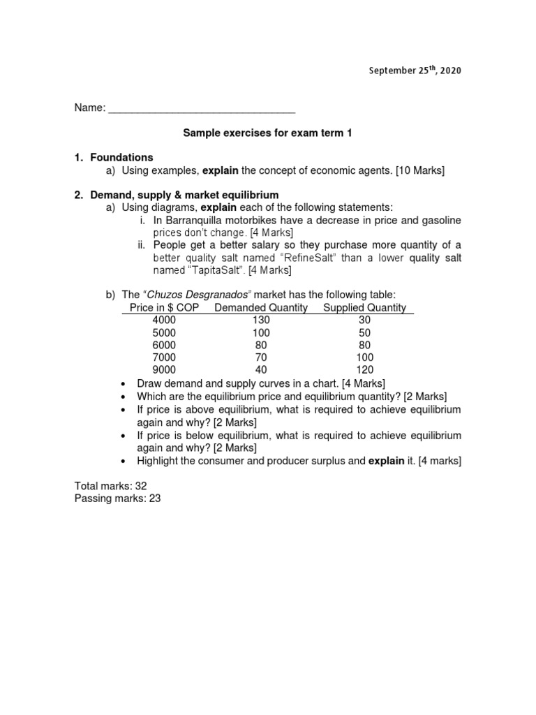 Sample Exercises For Exam Term 1 1. Foundations: "Chuzos Desgranados ...
