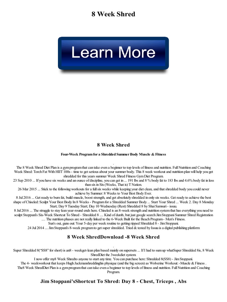 8 Week Shred 1470077297538 | PDF | Physical Fitness | Body Shape