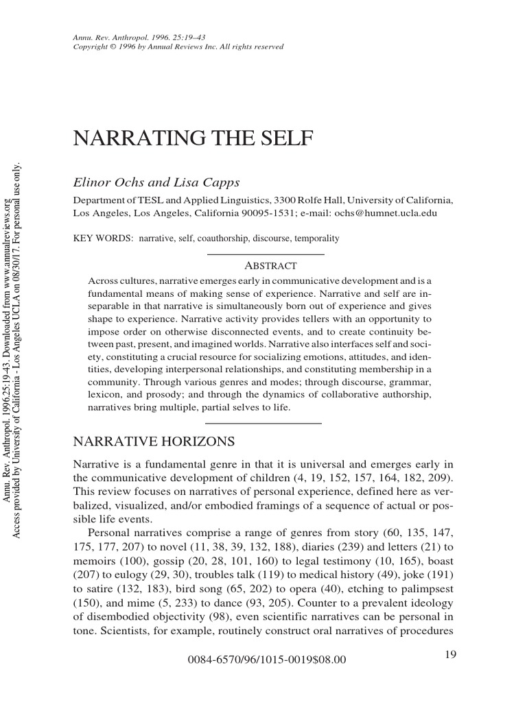 Narrating The Self | PDF | Narrative | Storytelling