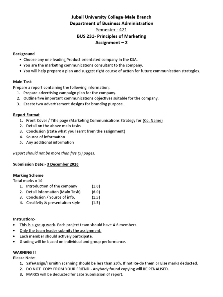 Jubail University College-Male Branch Department of Business ...
