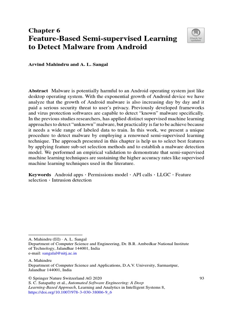 Feature-Based Semi-Supervised Learning To Detect Malware From Android | PDF | Machine Learning ...