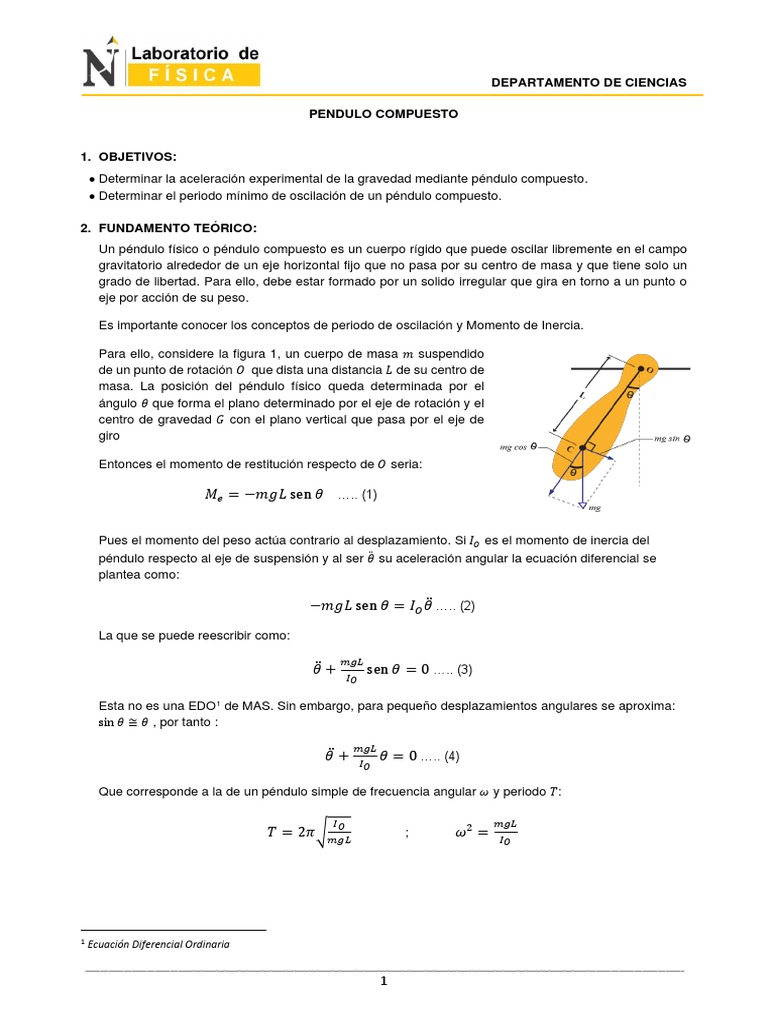 Estudio del Péndulo Compuesto | PDF | Péndulo | Rotación