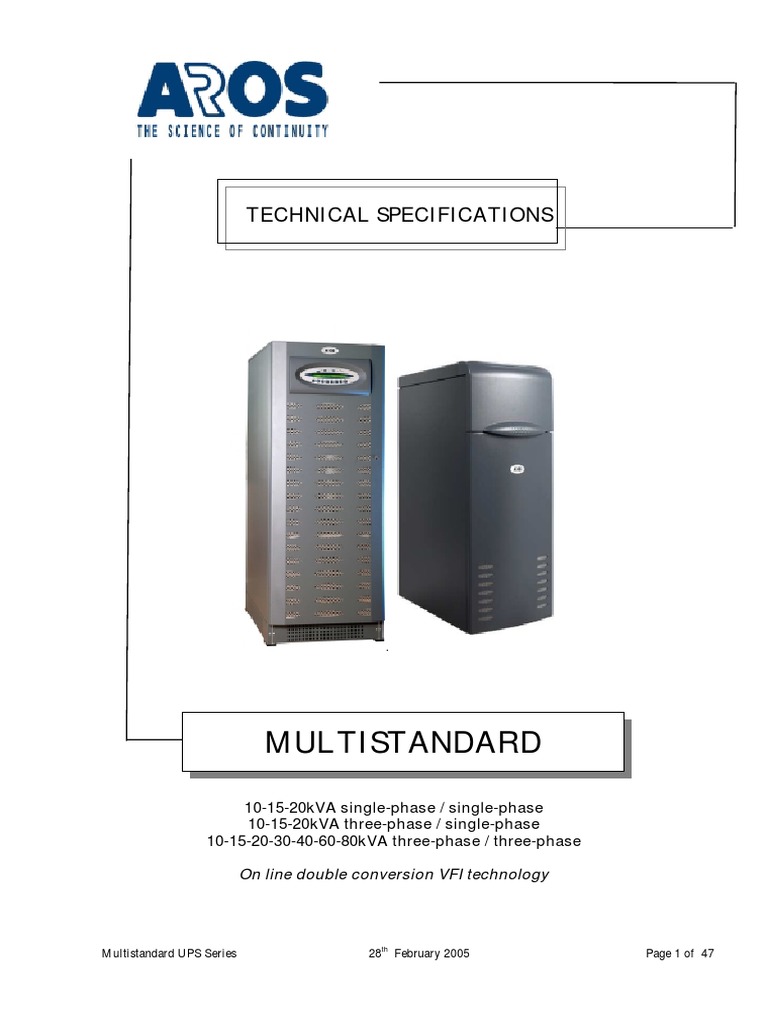 Ups Aros Sentry Multistandard 10 80 Kva | PDF | Electromagnetic ...