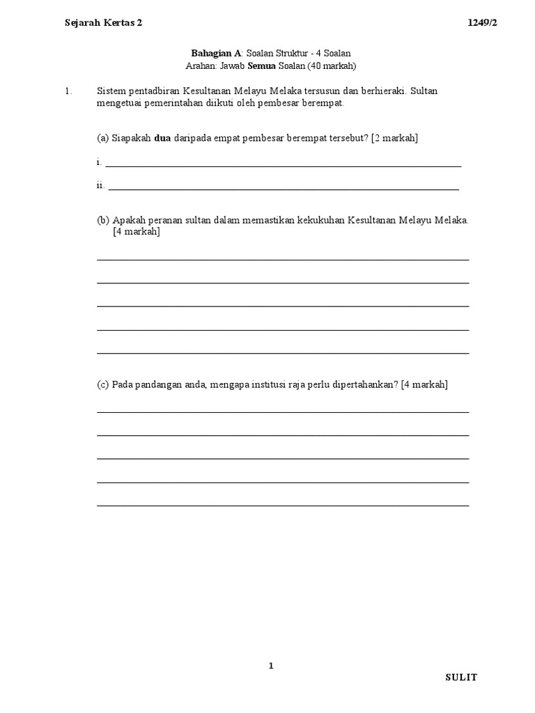 Kertas 2 Struktur Esei | PDF