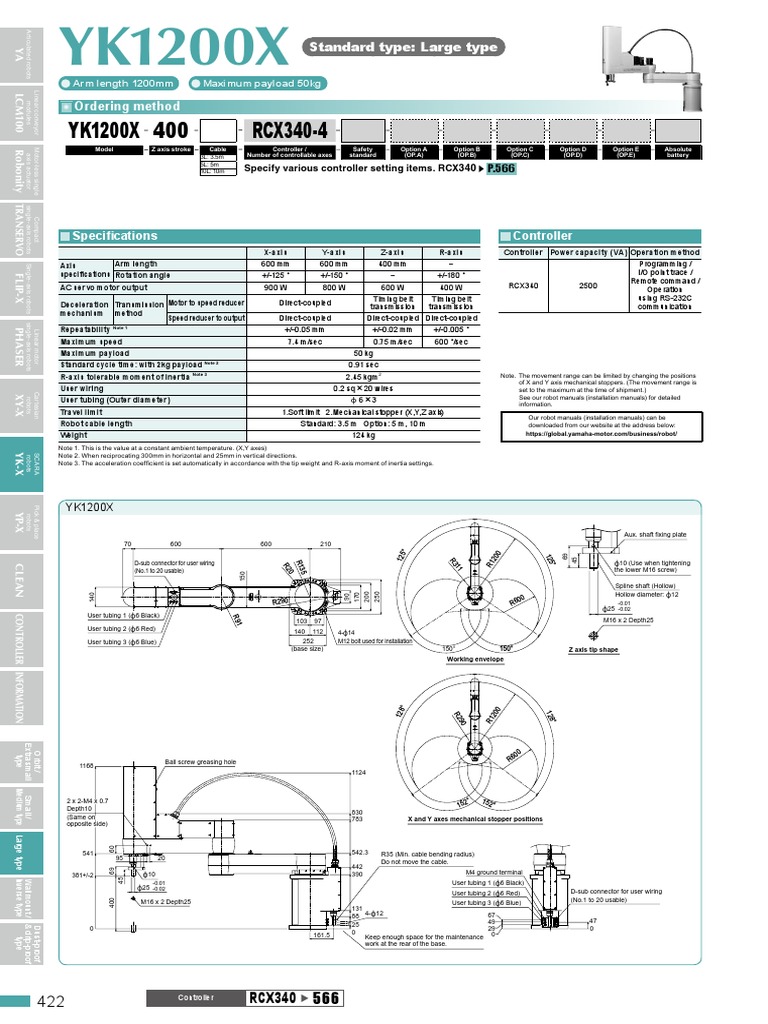 YK1200X 400 RCX340-4: Standard Type: Large Type | PDF | Cartesian ...