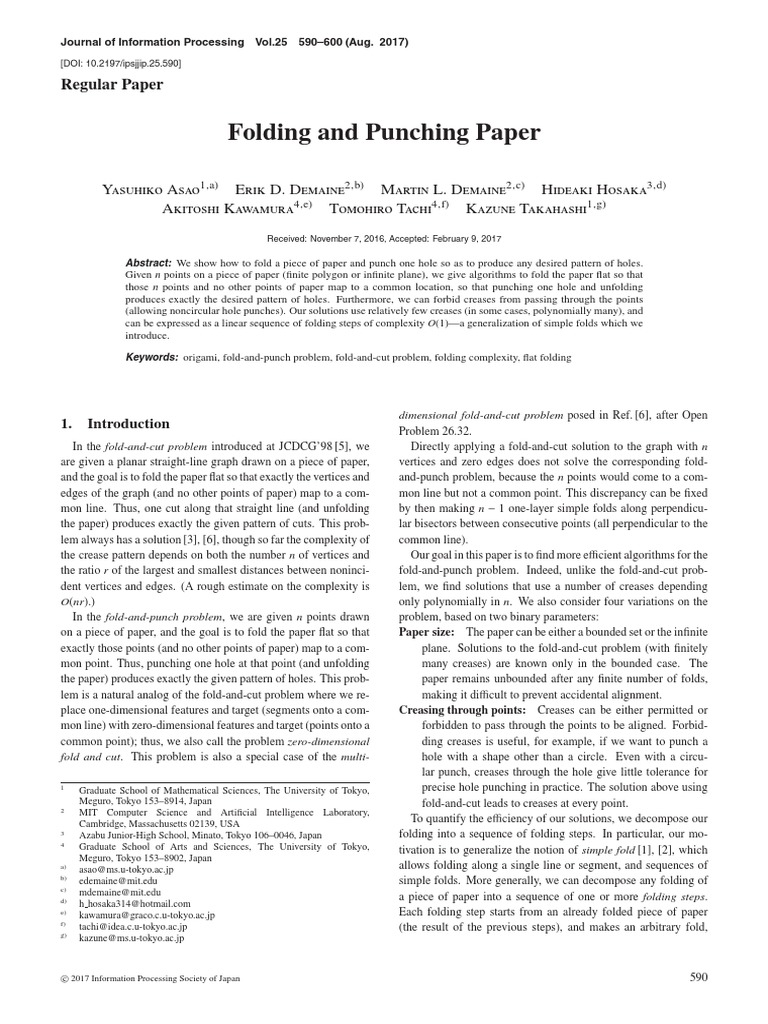 Asao Yasuhiko, Et. Al. - Folding and Punching Paper | PDF | Computational Complexity Theory ...