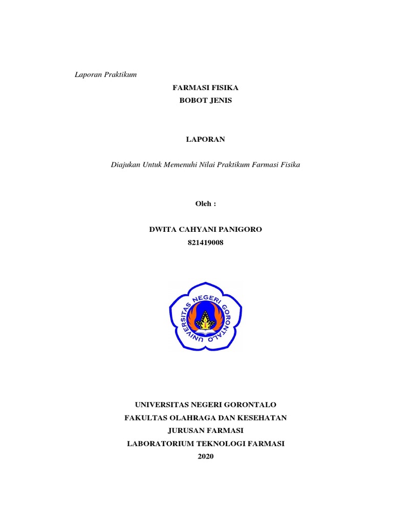 Laporan Praktikum Bobot Jenis Farmasi | PDF