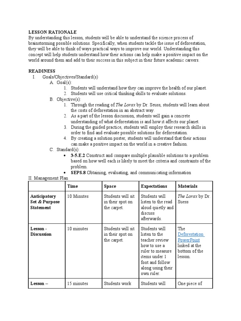 Science 2 Lesson - Deforestation | PDF | Teaching | Neuropsychology