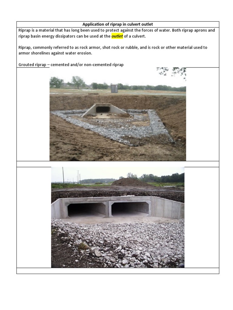 Application of Riprap in Culvert Outlet | PDF
