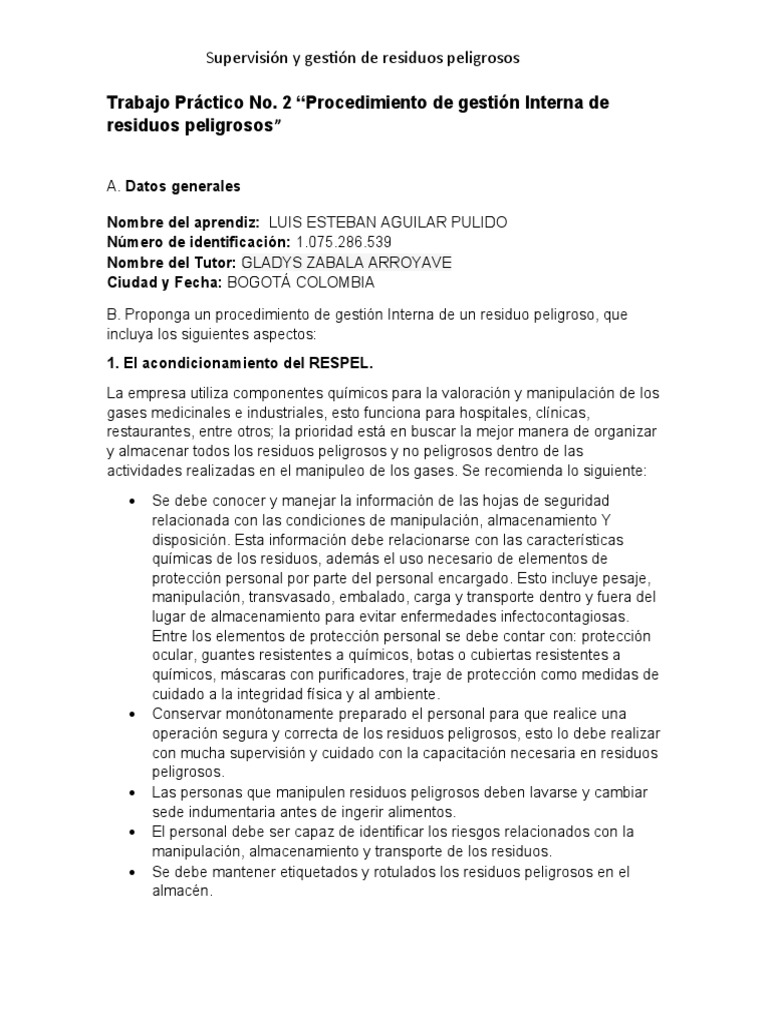 Trabajo Practico No 2 | PDF | Gestión de residuos | Residuos Trabajo Practico No 2 | PDF | Gestión de residuos | Residuos