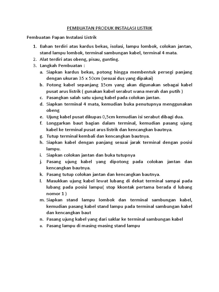Panduan Pembuatan Instalasi Listrik | PDF