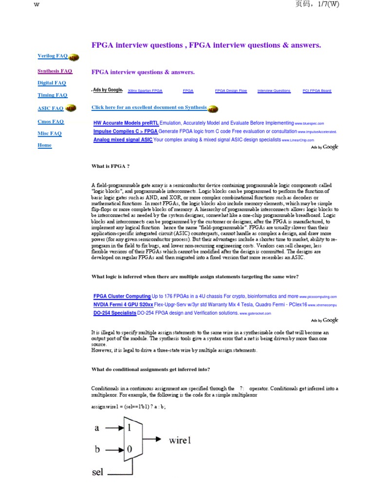 Fpga Interview Questions | PDF | Field Programmable Gate Array | Logic Synthesis