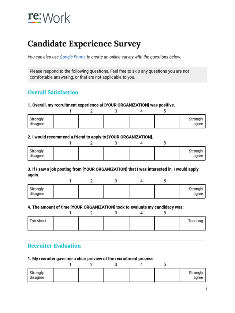 Candidate Experience Survey Template | PDF | Recruitment | Salary
