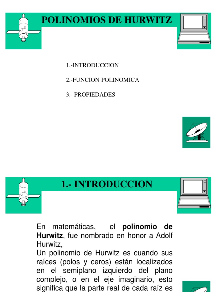 Polinomios de Hurwitz y sus propiedades | PDF | Matemáticas Aplicadas ...