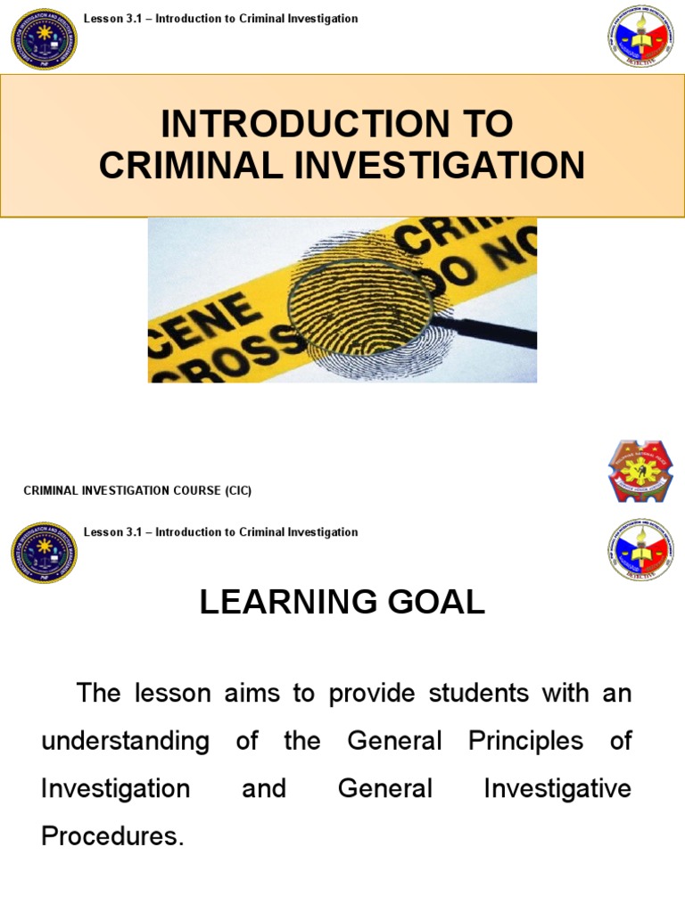 3.1 Introduction To Criminal Investigation | PDF | Crime Scene | Arrest