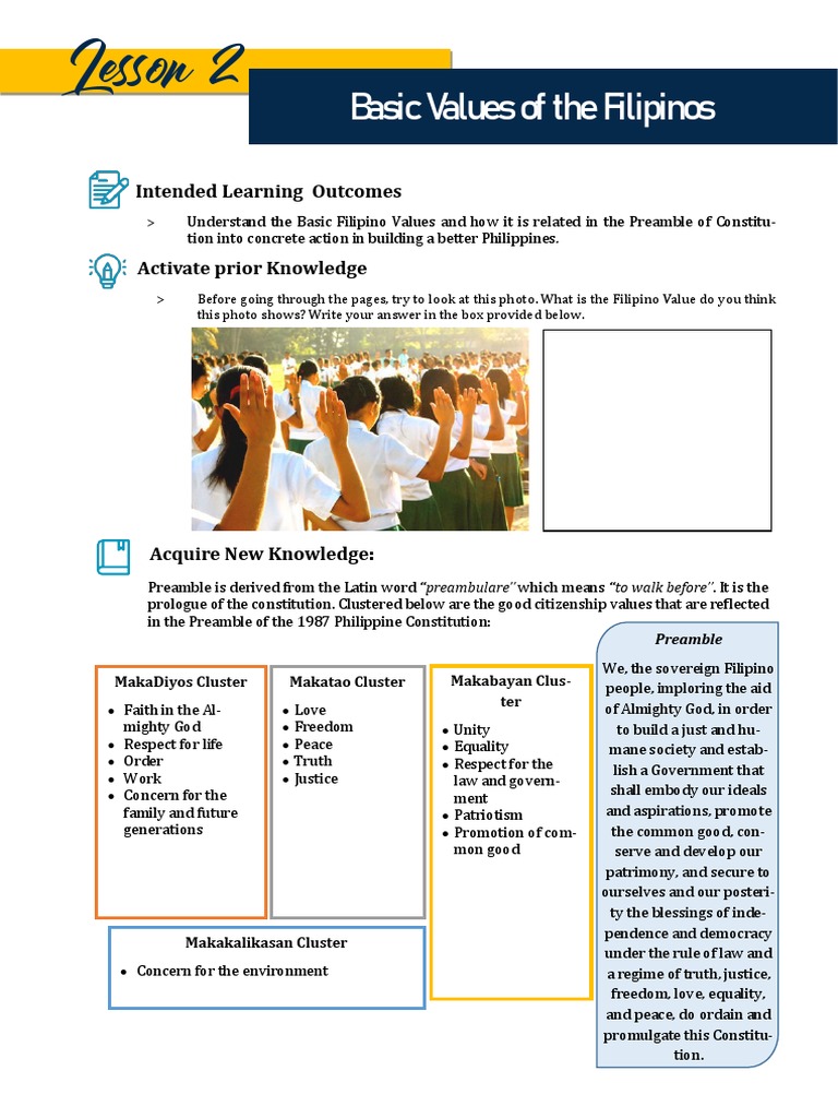 Lesson 2: Basic Values of The Filipinos | PDF | Ethical Principles | Policy