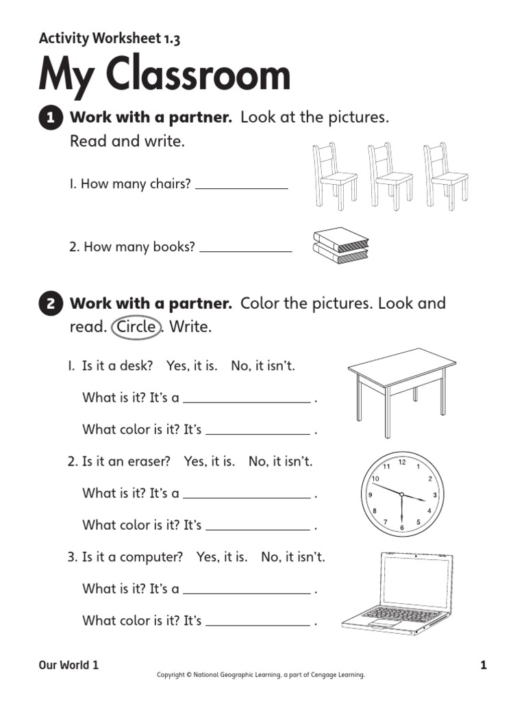 My Classroom: Work With A Partner. Look at The Pictures | PDF
