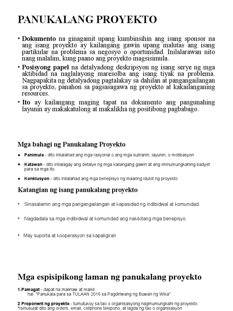 6th Lesson (Panukalang Proyekto) | PDF