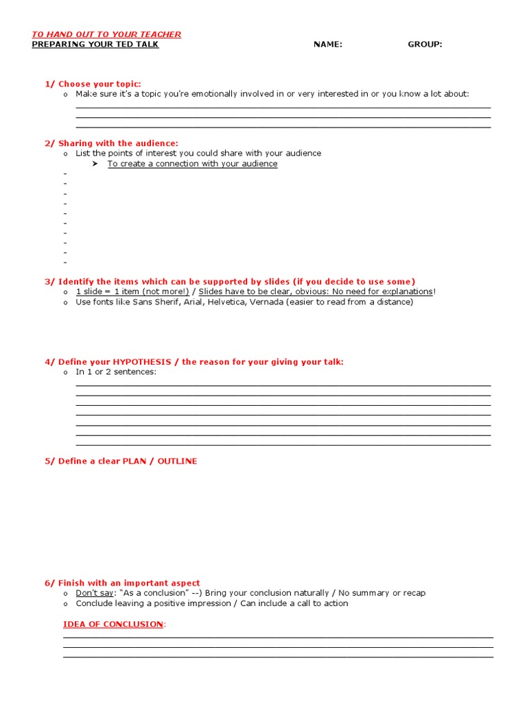Preparing Your TED Talk Guide | PDF