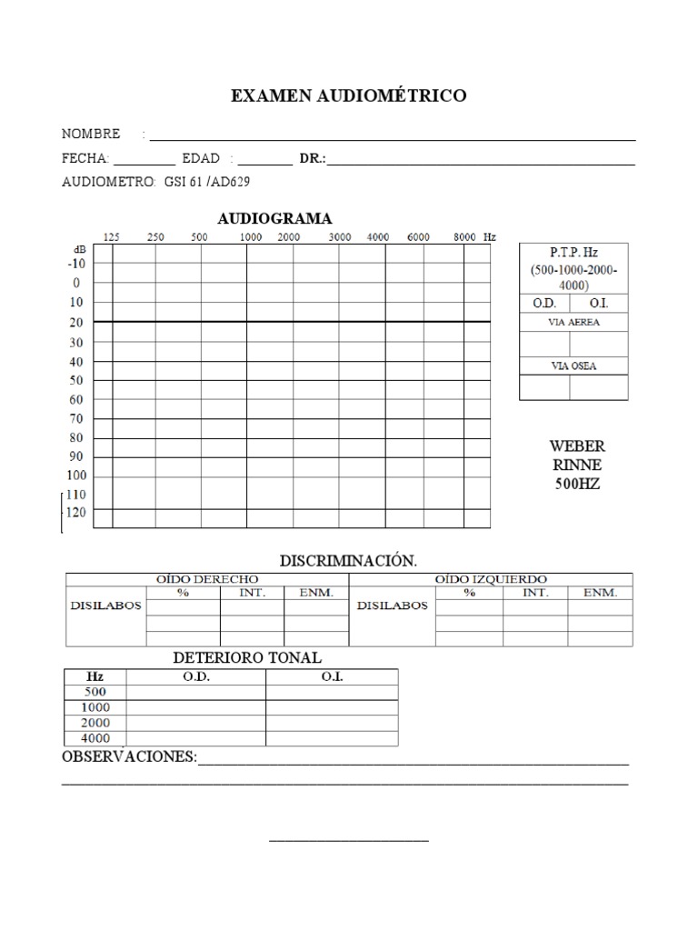 Formulario Audiometria | PDF
