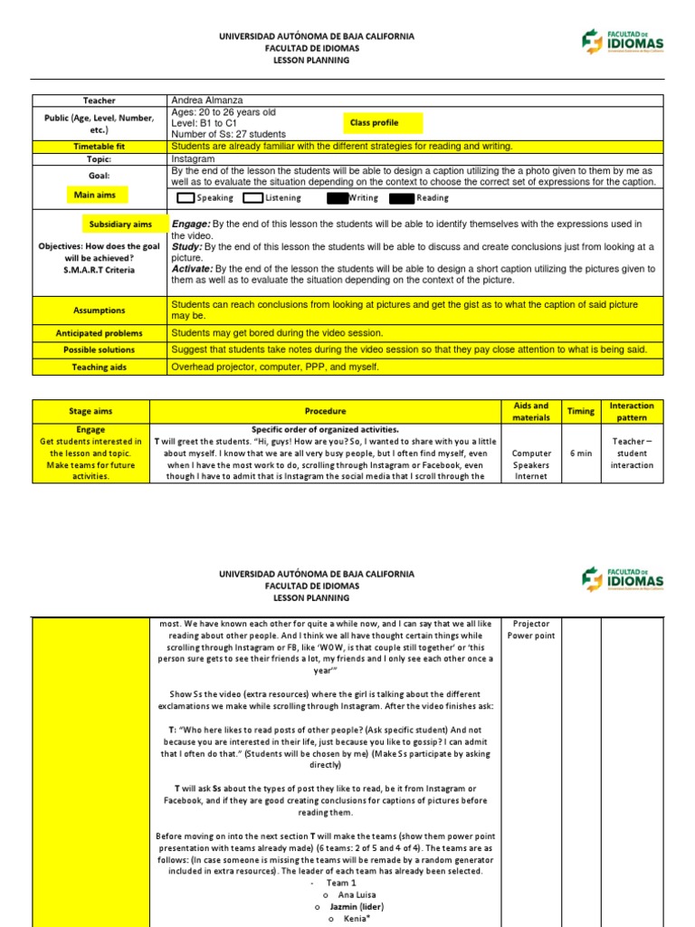 Lesson Plan Andrea | PDF | Lesson Plan | Teachers
