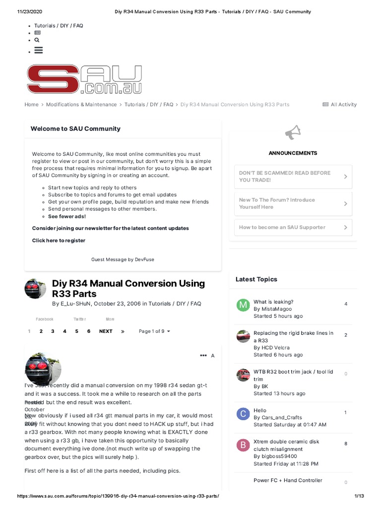 Diy R34 Manual Conversion Using R33 Parts - Tutorials - DIY - FAQ - SAU ...