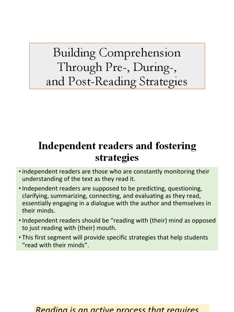 Building Comprehension | PDF | Reading Comprehension | Applied Psychology