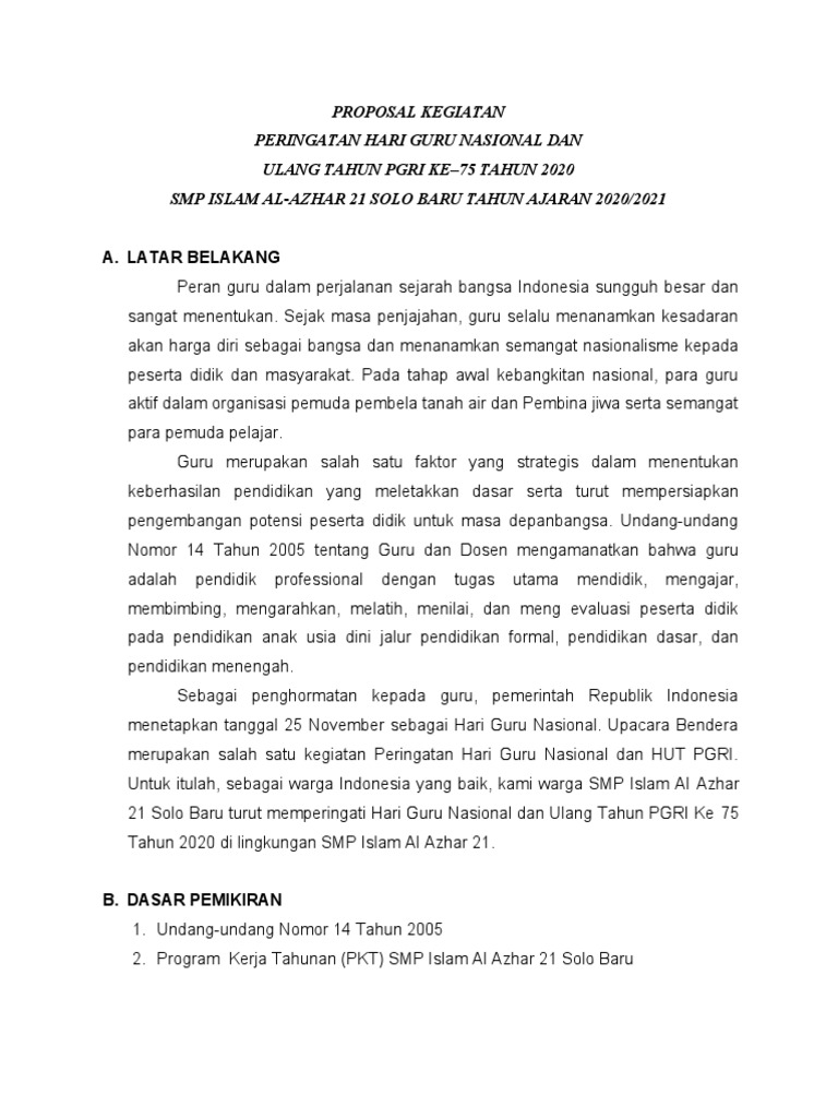 Proposal Hut Pgri | PDF
