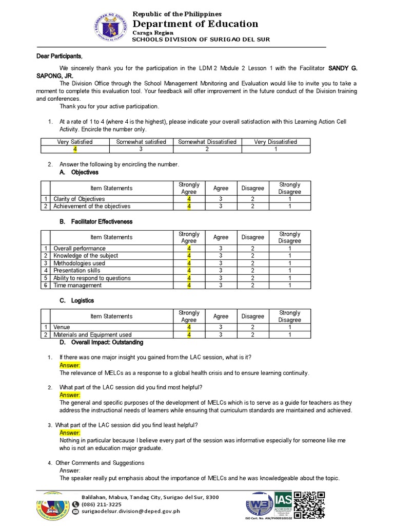 7 Offline QAME Evaluation Tool For LDM 2 ASB | PDF | Facilitator ...
