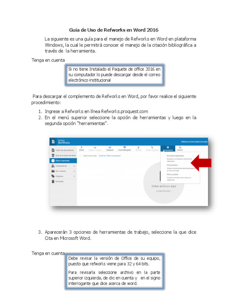 Guía de Uso de Refworks en Word 2016 | PDF | Microsoft Word | Microsoft ...