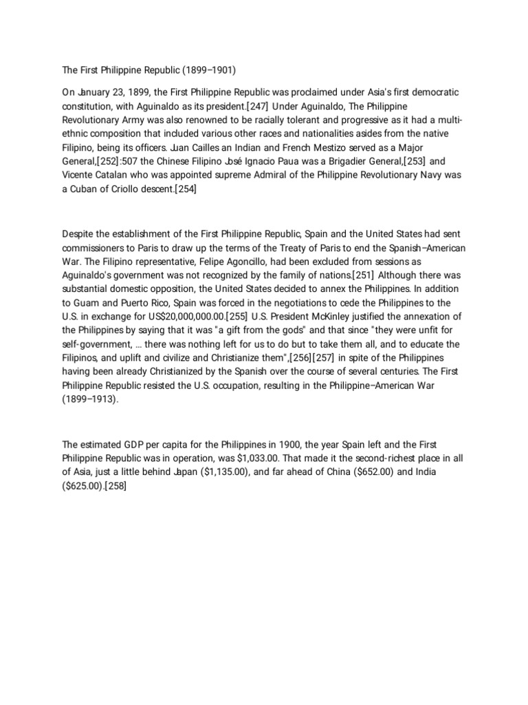The First Philippine Republic (1899-1901) PDF | PDF