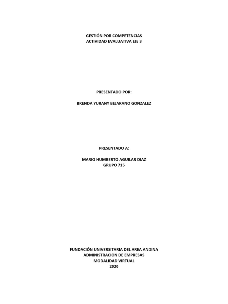 Actividad Evaluativa Eje 3 Gesti N Por Competencia | PDF | Gestión de recursos humanos ...