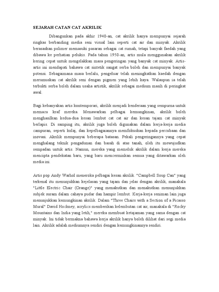 Sejarah Catan Cat Akrilik | PDF
