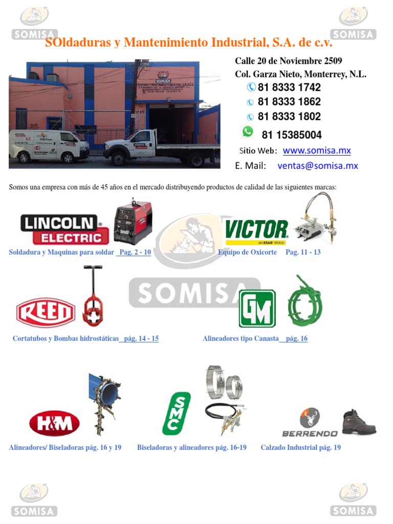 Catalogo SOMISA Equipo Industrial 2020 | PDF | Soldadura | Construcción