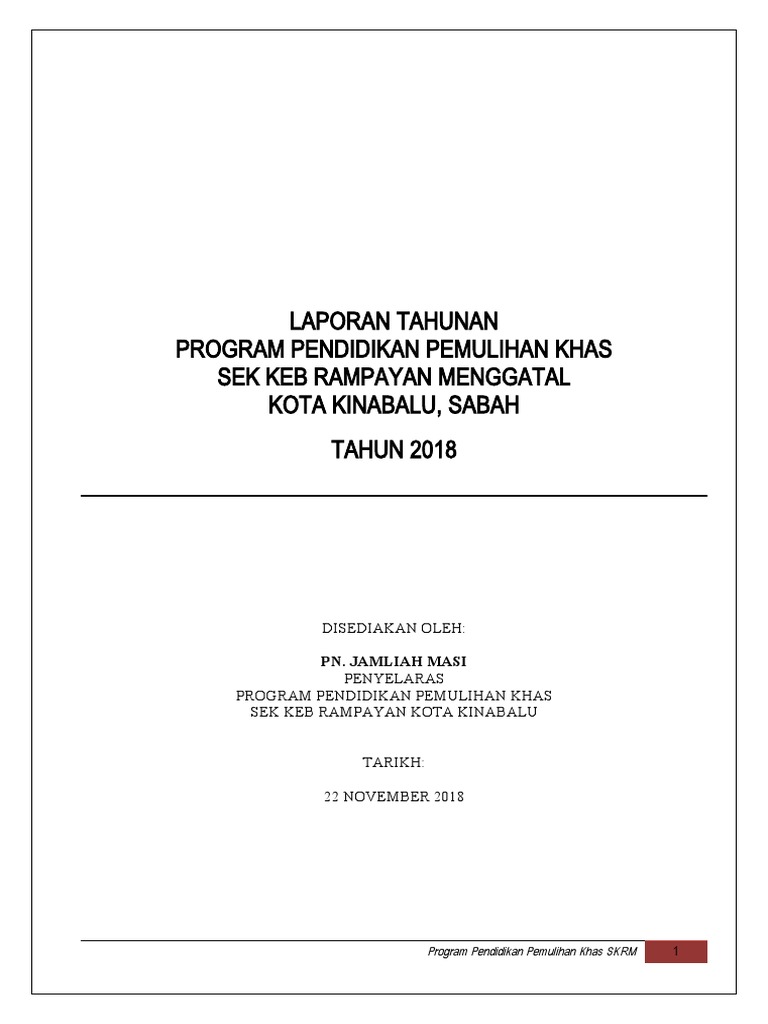 Laporan Tahunan Program Pemulihan Khas SKRM 2018 - Jamliah | PDF