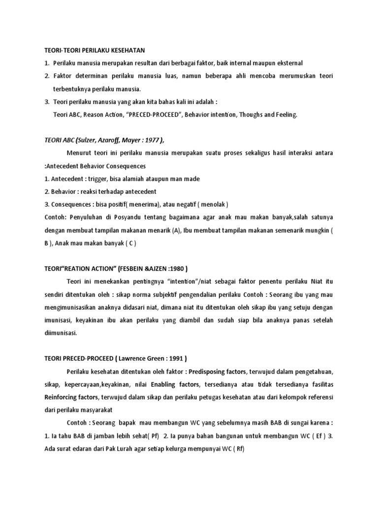 Teori Perilaku Kesehatan | PDF