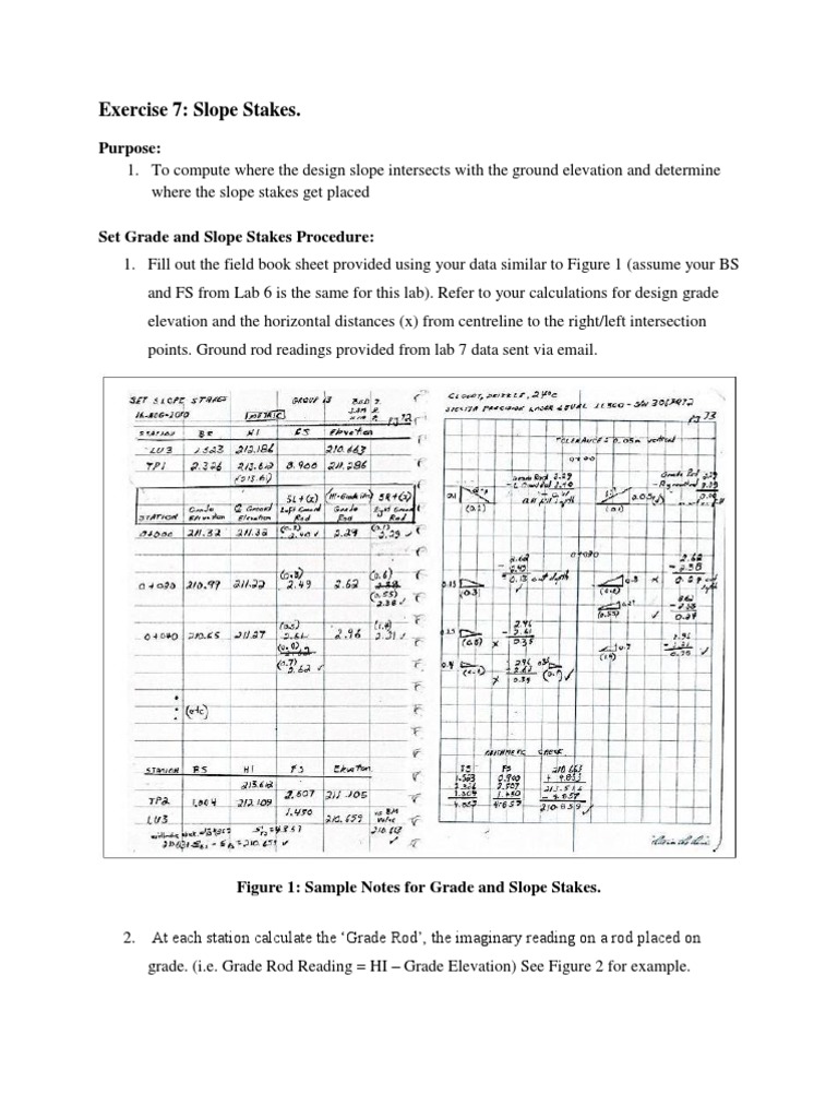 Grade and Slope Stakes Calculation Guide | PDF