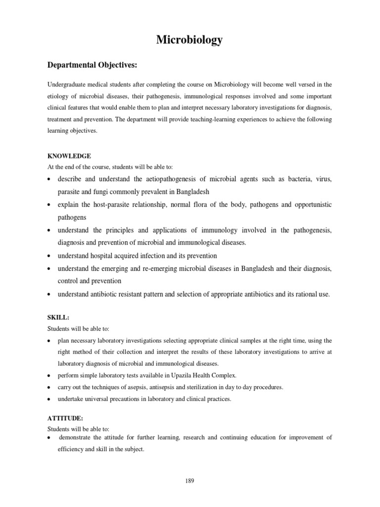 Microbiology: Departmental Objectives | PDF | Immune System | Antigen