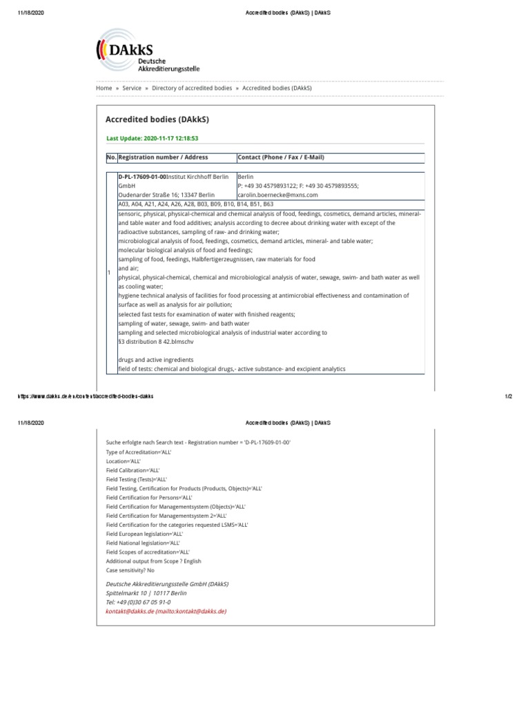 Accredited Bodies (DAkkS) - DAkkS | PDF | Water | Materials