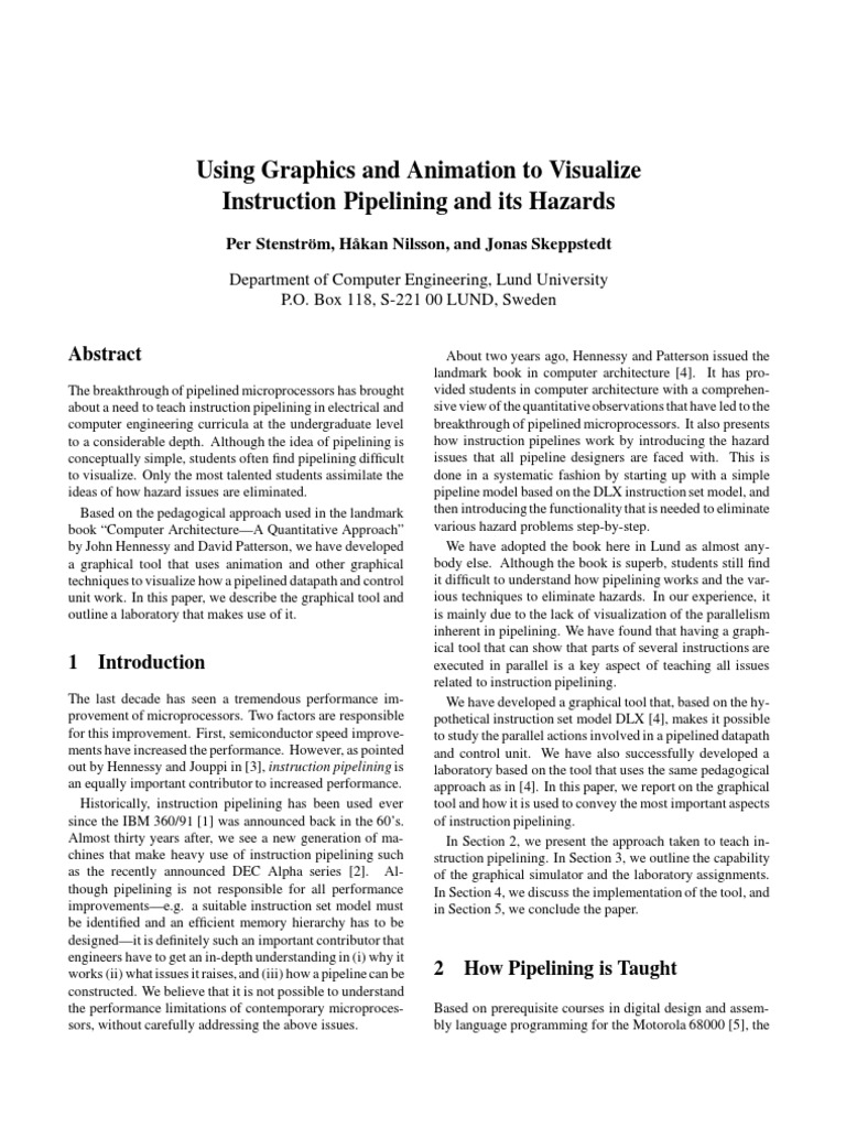 Using Graphics and Animation To Visualize Instruction Pipelining and ...