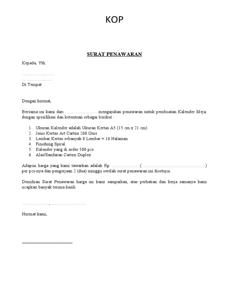 Form SURAT PENAWARAN | PDF